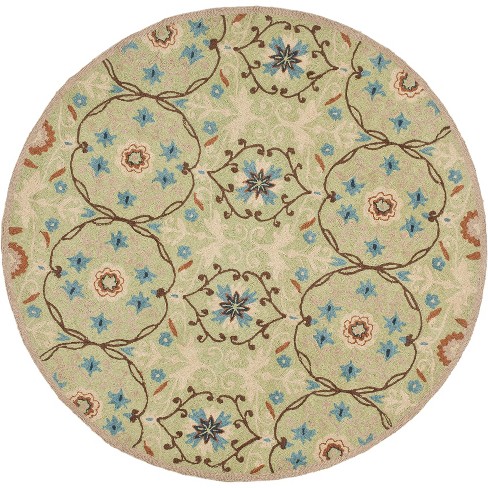 Chelsea Hk727 Hand Hooked Area Rug - Sage/ivory - 5'6" Round - Safavieh ...