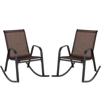 Costway 2 Pcs Patio Rocking Chair Heavy-duty Metal Rocker Outdoor Anti ...