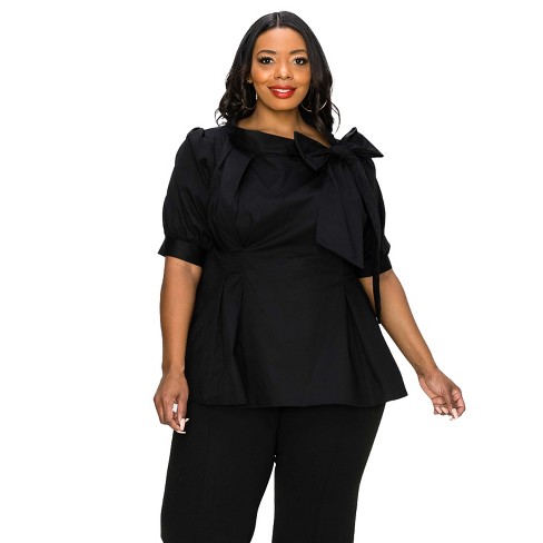 L I V D Women's Poplin Ribbon Blouse : Target