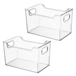 Mdesign Stackable Plastic Home Office Storage Bin With Handles, 8 Pack ...