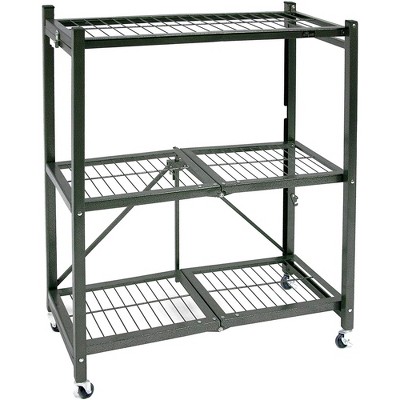 Origami Heavy Duty Foldable 3 Tier Metal Shelf Wire Rack Storage Unit ...