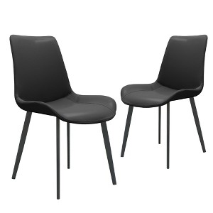 PU Leather Chairs with Metal Legs, Modern Upholstered Armless Chairs ...