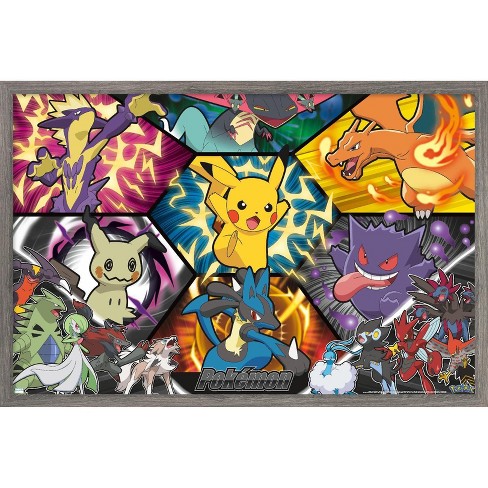 Trends International Pokémon: Battle Art - Group Framed Wall Poster ...