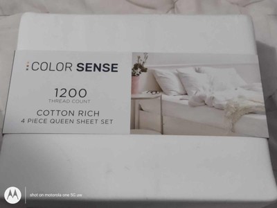 Full 1200 Thread Count Cotton Rich Sateen Sheet Set White - Color Sense ...