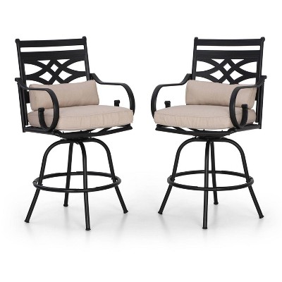 2pk Extra Wide Outdoor Pub Height Bar Stools With Cushions - Brown ...