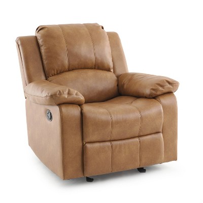 Comfort Pointe Clifton Recliner Saddle Brown: Leather Gel Upholstery ...
