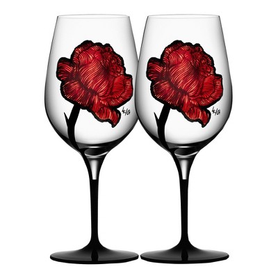 Kosta Boda Tattoo Wine Glass, Set Of 2, 8.8" X 3.5", Hand-painted Glass ...