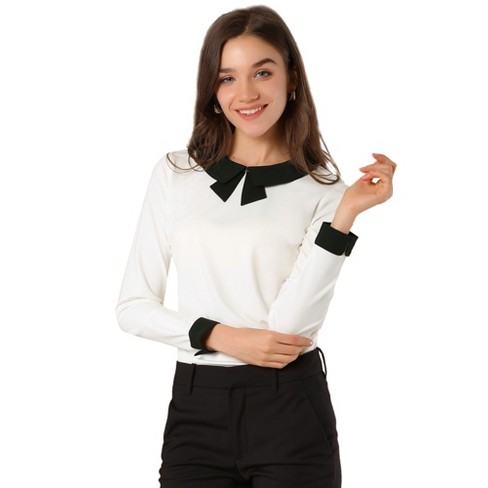 Allegra K Women's Elegant Collar Long Sleeves Work Office Blouse Top ...