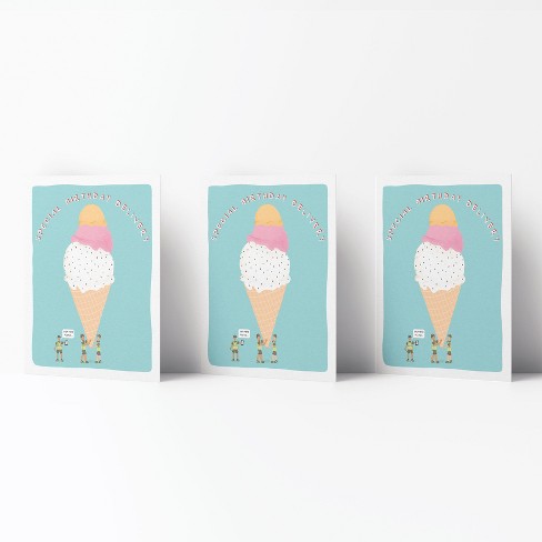 Birthday Greeting Card Pack (3ct) "ice Cream Delivery" By Ramus & Co ...