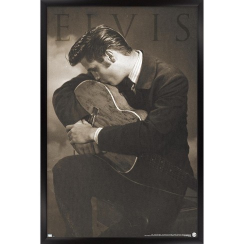 Trends International Elvis Presley - Sepia Guitar Framed Wall Poster ...