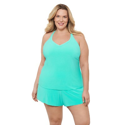 Aqua Green, Women's Y-Back Tankini, Midori Blue, 3X : Target