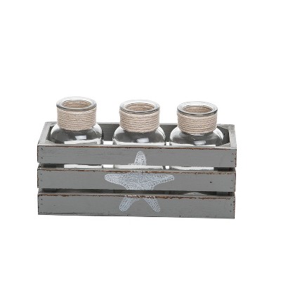 Classic Touch Grey Wood Decorative Box With Gold Flower Opener : Target