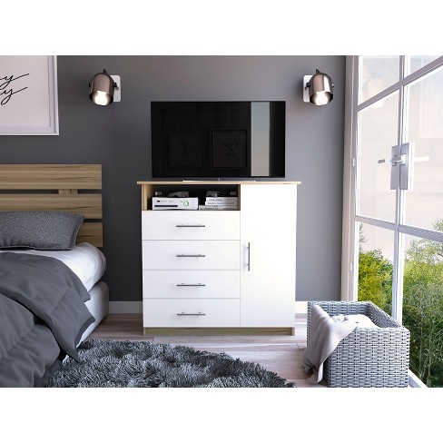 Nicbex Modern Dressers With Single Door Cabinet, 4 Drawers & 1 Open ...