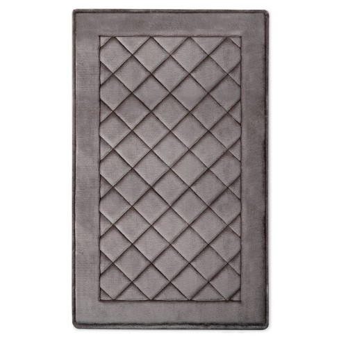 21"x34" Microdry Softlux Diamond Embroidered Memory Foam Bath Rug ...