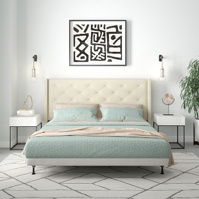 Glenwillow Home Huppe Button Tufted Mcm Wingback Upholstered Headboard ...