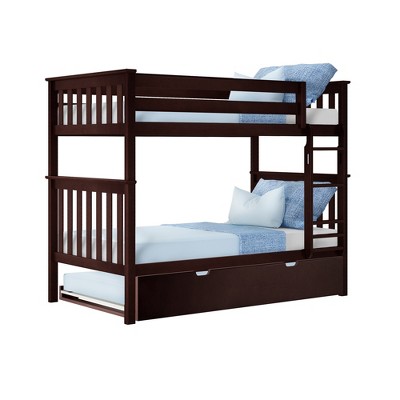 Max & Lily Twin Over Twin Bunk Bed With Trundle, Espresso : Target