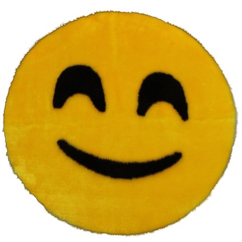 Walk On Me Faux Fur Super Soft And Cute Smiley Emoji Rug With Non-slip ...