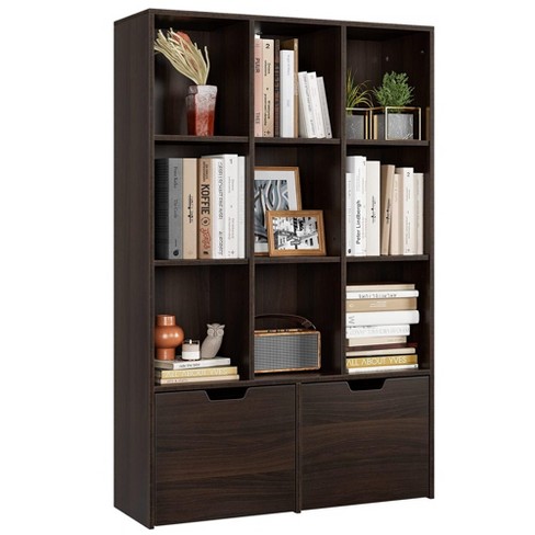Whizmax Bookshelf With Drawers, Modern Bookcase Storage Cabinet With 9 ...