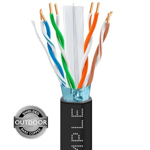 Cat6 1000ft Outdoor Ethernet Cable Black | Shielded | Direct Burial ...