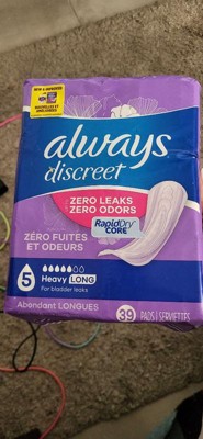 Always Discreet Incontinence Pads - 5 Drop Extra Heavy Long Pads ...