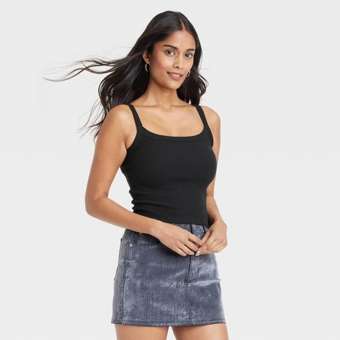 Women s Rib Tank Top Universal Thread Black XS