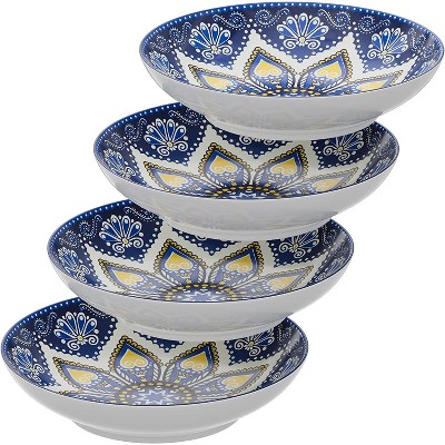 American Atelier Medallion Large Wide And Shallow Pasta Bowls Set Of 4 ...