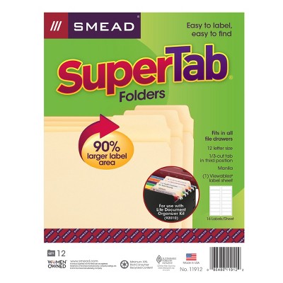 Smead Supertab Folder, Letter Size, 1/3-cut 3rd Tab, Manila, 12 Per ...