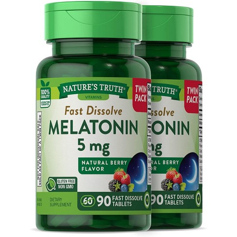 Nature's Truth Melatonin 5mg | 180 Fast Dissolve Tablets (2 X 90 Twin ...