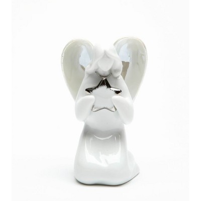 Northlight 6.5" Blue And White Tabletop Angel Figurine Holding A Star ...