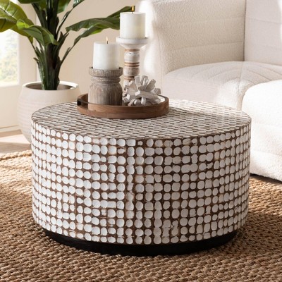 Bali & Pari Kaloni Coconut Shell And Acacia Wood Coffee Table Ivory ...