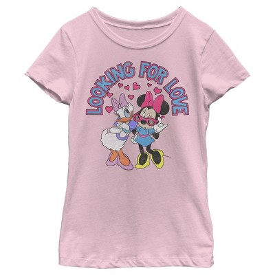 Girl's Disney Minnie Mouse And Daisy Duck Hearts T-shirt - Light Pink ...