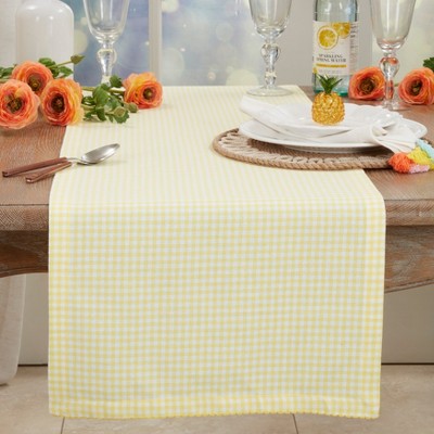 Saro Lifestyle Traditional Gingham Table Runner, Yellow, 16"x72" : Target