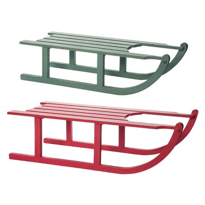 Transpac Wood 30 In. Multicolor Christmas Sled Set Of 2 : Target