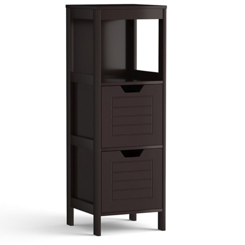 Costway Bathroom Wooden Floor Cabinet Multifunction Storage Rack ...