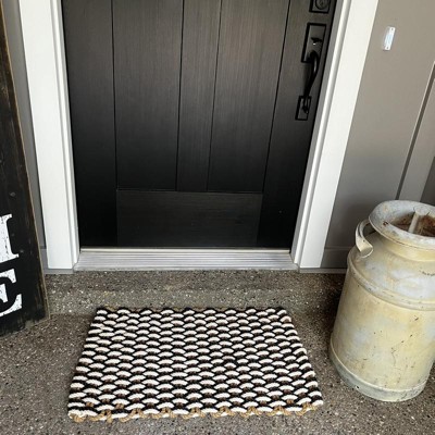 1'6"x2'6" Rope Braided Basket Weave Doormat Black/Brown/Cream ...