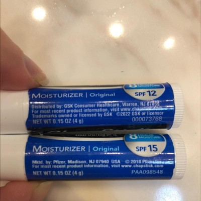 Chapstick Moisturizing Lip Balm - Original With Spf 12 - 3ct/0.45oz ...