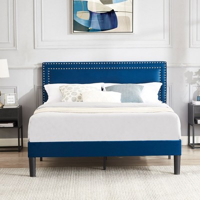 Vecelo Upholstered Platform Bed Frame With Tufted Adjustable Headboard ...