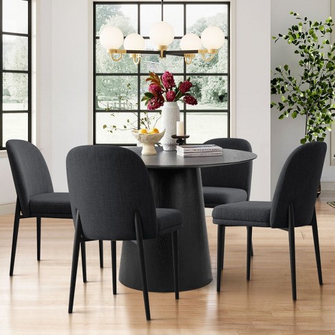 Saigong+havana Dining Table Set, 42'' Solid Wood Black Table With 4 ...
