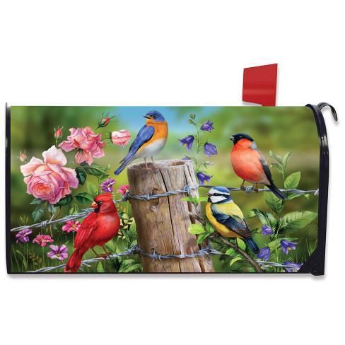 Fence Post Birds Spring Magnetic Mailbox Cover Cardinal Bluebird ...