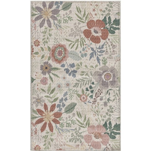 Nourison Washables Farmhouse Floral Indoor Non-skid Area Rug : Target