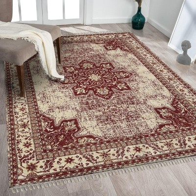 Luxe Weavers Fringe Modern Oriental Taupe 5x7 Area Rug : Target