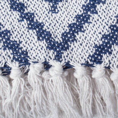 50"x60" Large Chevron Handloom Throw Blanket Blue - Design Imports : Target