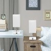 2pk Petite White Stick Lamps With Usb Charging Port And Fabric Shades ...