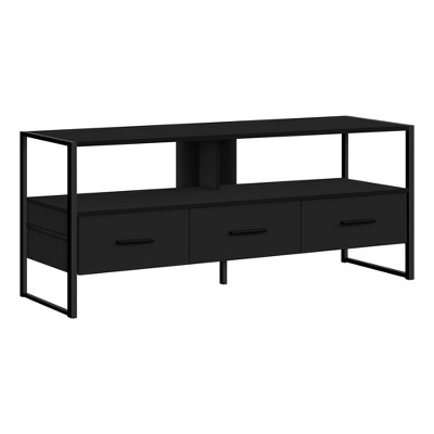 Open Shelf TV Stand for TVs up to 48" Black - EveryRoom: Industrial ...