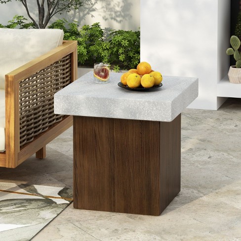 Mid-century Modern Mgo Square Side Table With Antique White Top And ...