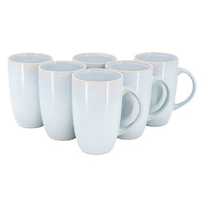 Meritage Jasper 6 Piece 22 Ounce Stoneware Tall Latte Cup Set in Ski ...