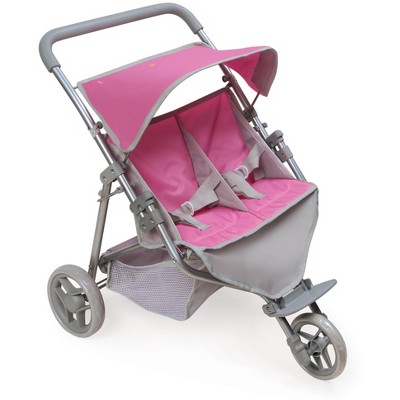 Badger Basket Trek 3-wheel Folding Twin Doll Jogging Stroller - Gray ...