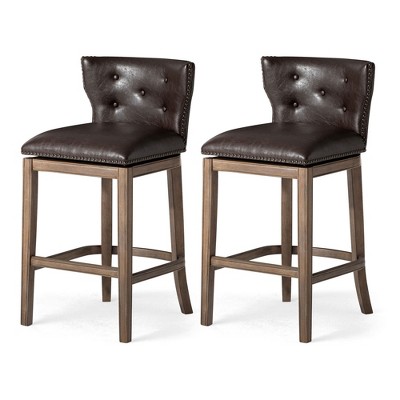 Maven Lane Hugo Low Back Kitchen Stool With Vegan Leather Upholstered ...