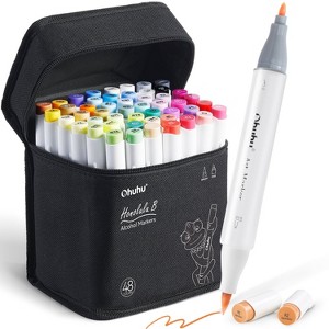 Ohuhu Alcohol Markers Brush and Fine Dual Tips - 48-Color Alcohol-based ...
