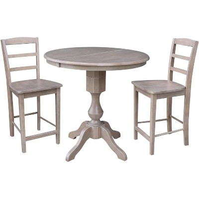 International Concepts 36 Inches Round Extension Dining Table With Two ...